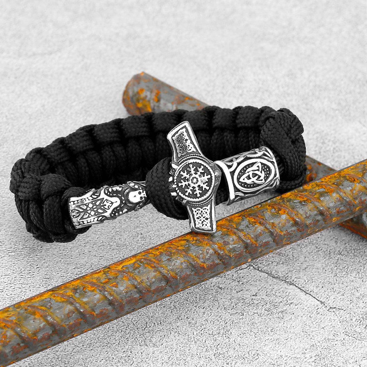 Viking Paracord Mjolnir Bracelet Army Green / 19cm - 7.5inch
