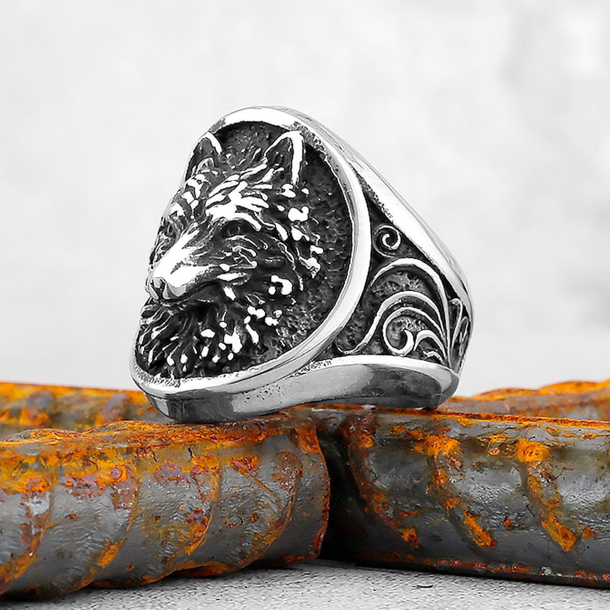 Viking Ring Wolf Head | Odins-Glory
