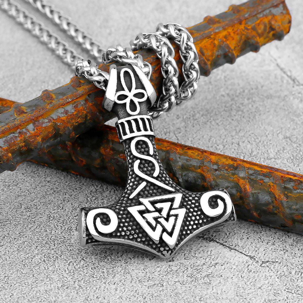 Viking Valknut Mjolnir Necklace | Odins-Glory