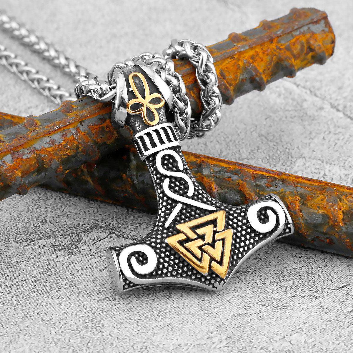 Viking Valknut Mjolnir Necklace | Odins-Glory