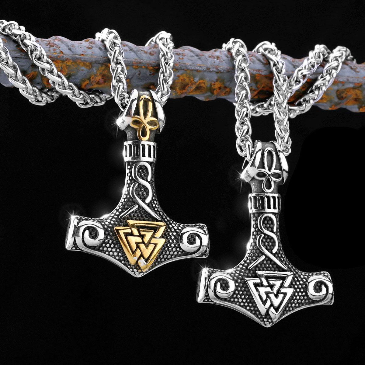 Viking Valknut Mjolnir Necklace | Odins-Glory
