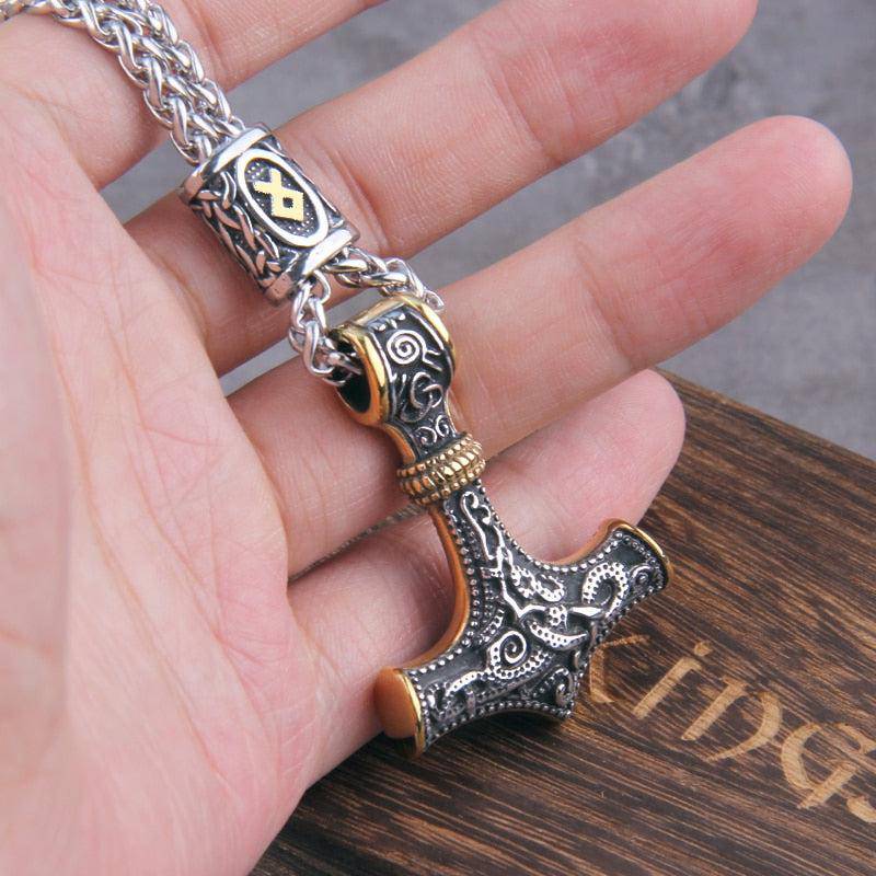 Viking Necklaces Mjolnir Rune Mix Gold / 50cm - 19.6inch