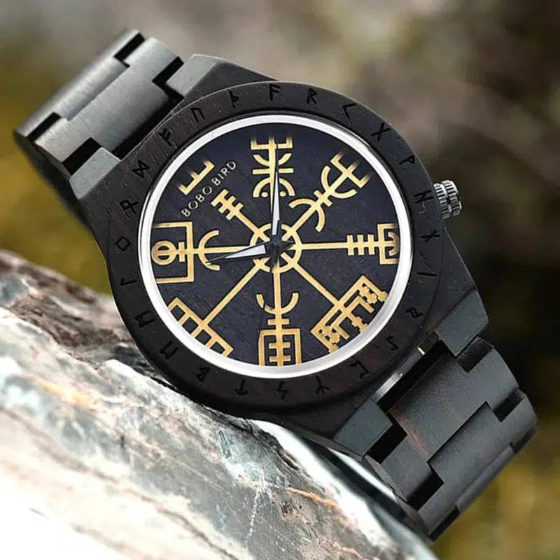 Wooden Viking Watch "VEGVISIR DARK"– Odins-Glory
